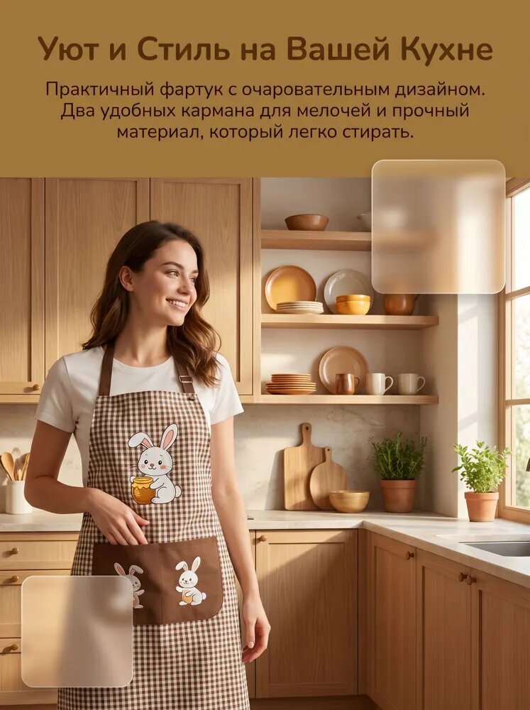 Фартук кухонный 1шт, хаки
