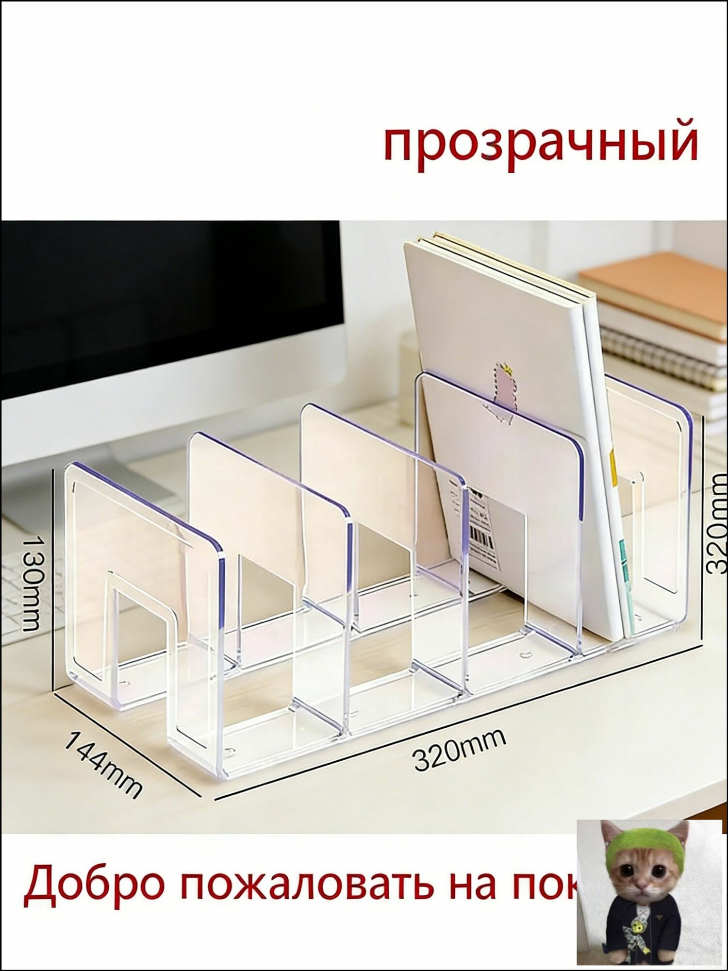 Кофр для хранения вещей прозрачный, 327x144x130 см, сепаратор, кронштейн для сумок