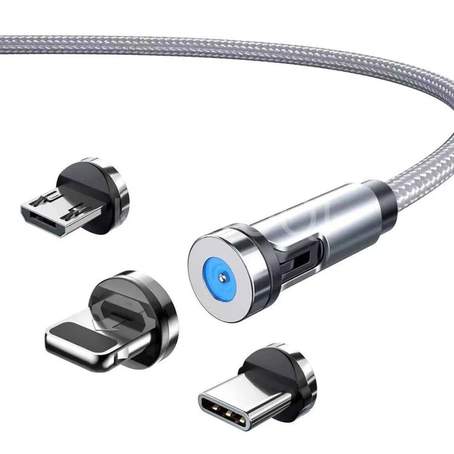 KAIOOQI Кабель для мобильных устройств USB 3.0 Type-A/Apple Lightning, USB Type-C, 2 м, серебристый