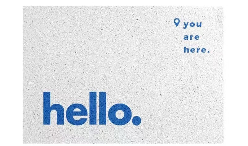 Коврик придверный резиновый с надписью Hello, you are here в прихожую 120х80 см белый