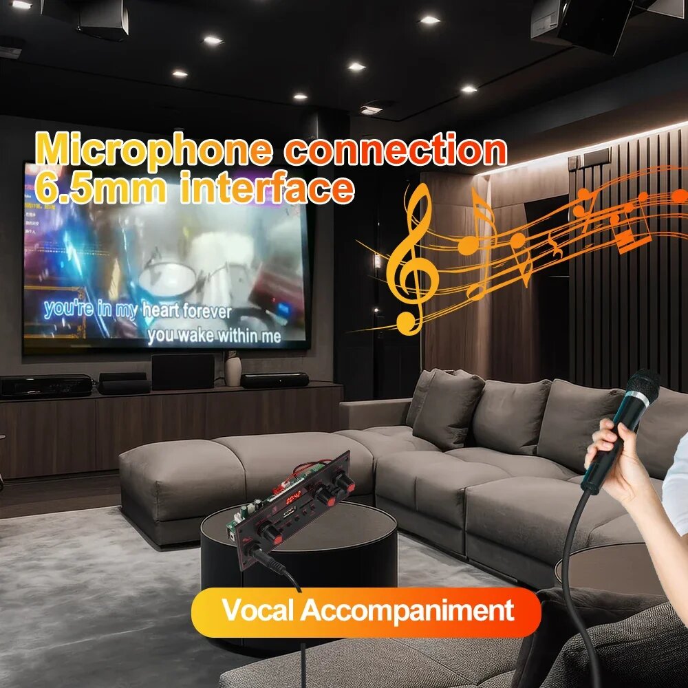 Bluetooth 5.0 MP3 Decoder Board 20W 6.5mm Mic Jack, Big Remote Control — фото 1