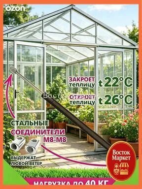 Термопривод для теплицы450 х 18мм, Сталь, 1 шт