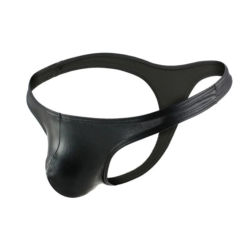 Мужские стринги QWQINGWU из полиэстера XL, Black