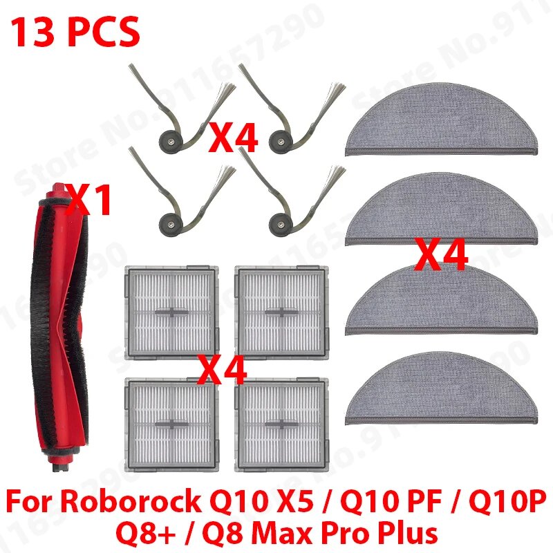 Комплект запчастей Roborock Q10 X5/PF/P, Q8 Max Pro Plus, Серый, Set 7