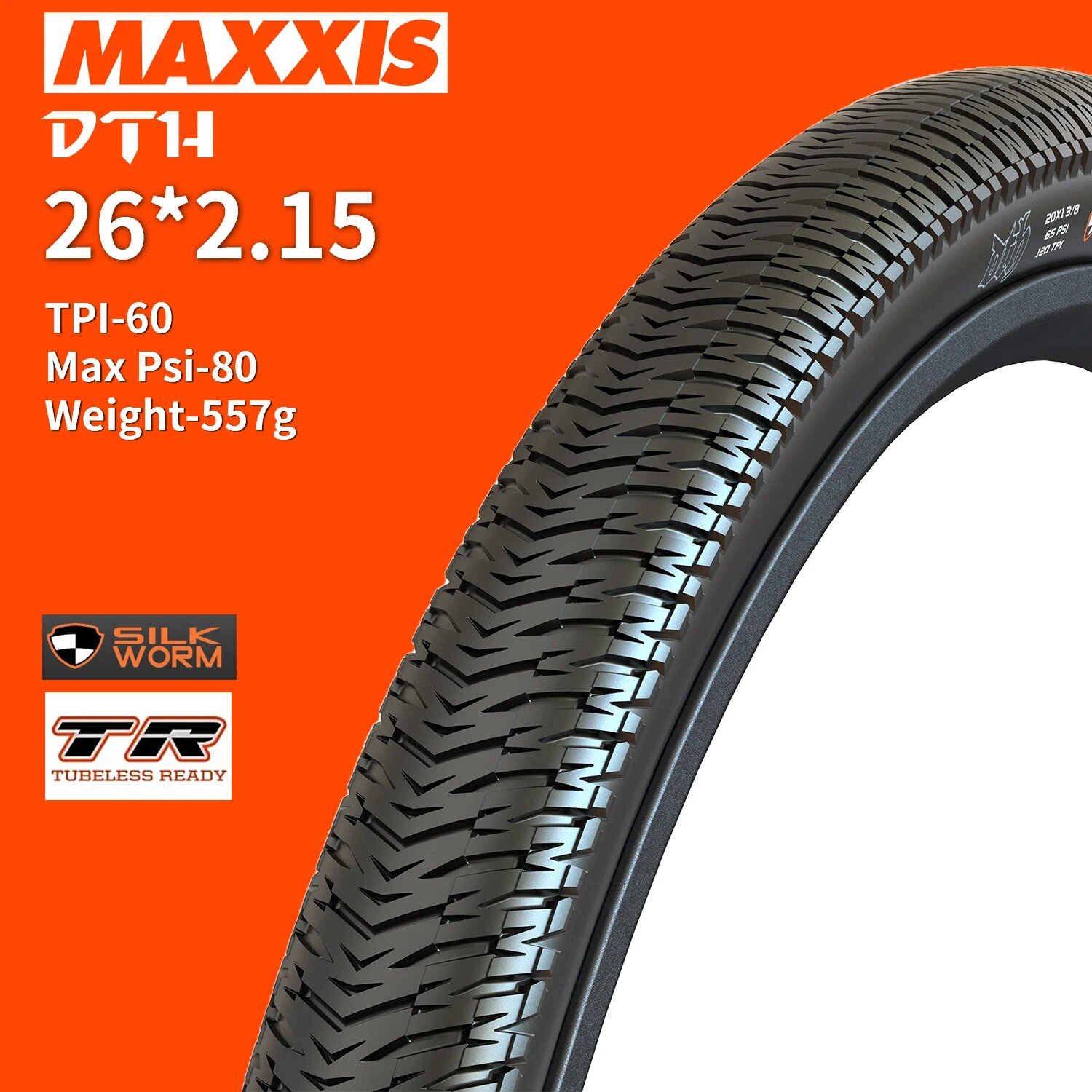 MAXXIS DTH велосипедная шина 26 дюймов 26-2.15 Black-Black