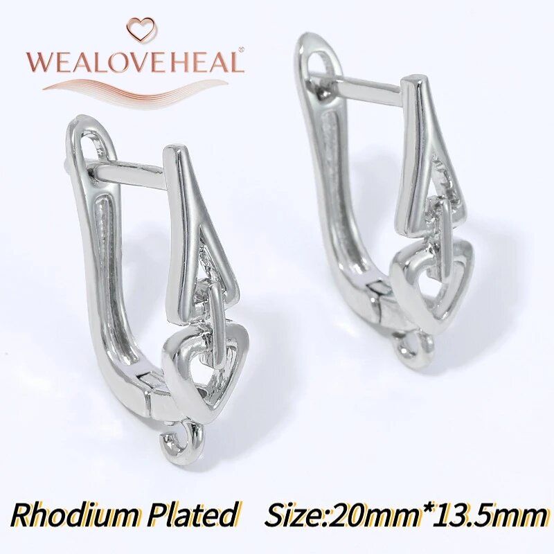 WEALOVEHEAL Крючки для сережек, Rhodium plated, 20mm*13.5mm
