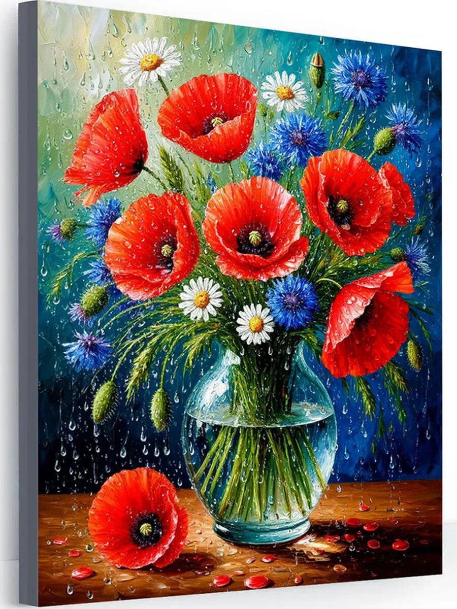 Картина на стену для интерьера "Цветы маки", на подрамнике, 40 x 50 см