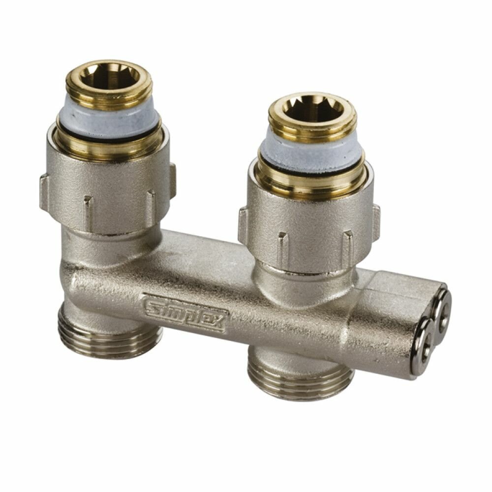 Узел нижнего подключения радиатора перекрестный прямой Simplex D1/50 (1/2" х 3/4" EK), латунь (F10076)