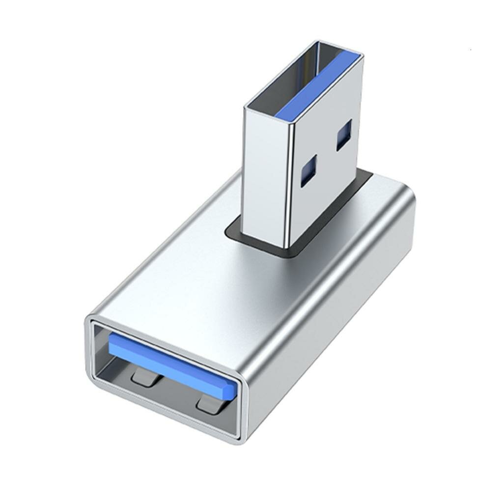 USB3.0 угловой адаптер 90° Male-Female, Серебро - Направо