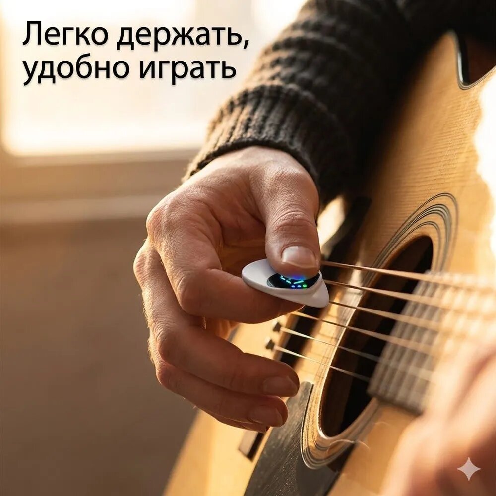 Тюнер-медиатор 2в1 для гитары, LED-дисплей, 12-тоновый, 0.6мм