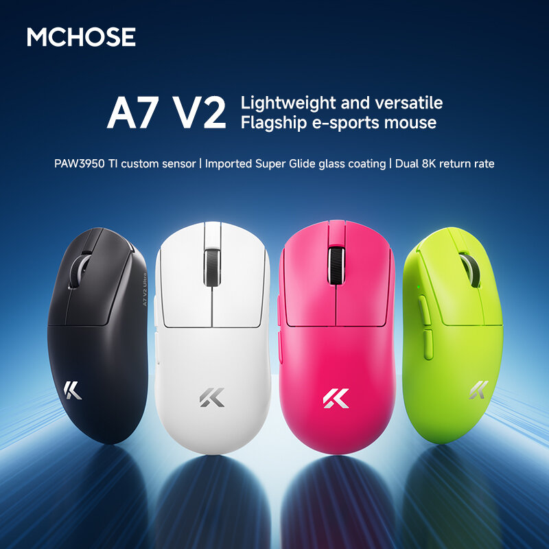 Мышь компьютерная игровая MCHOSE A7 V2 Pro+, цвет товара Berry Red — фото 1