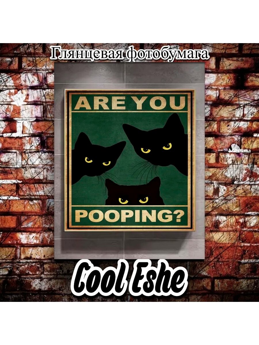 Постер "Are you pooping? Три черных кота" А3
