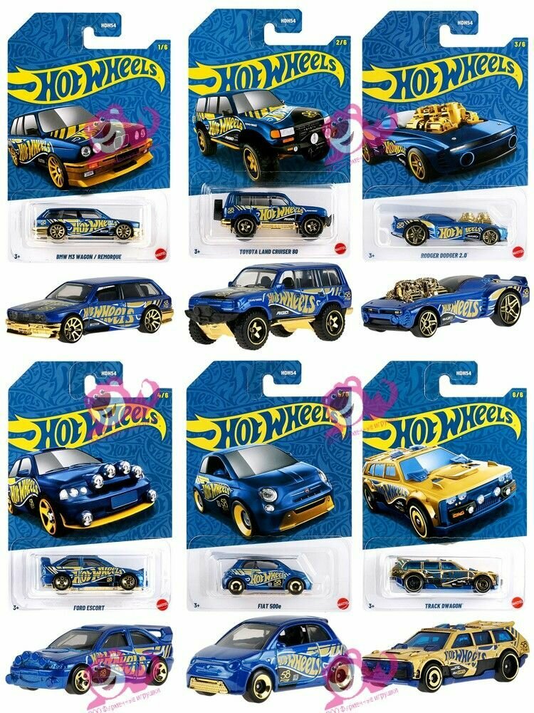 Машинка Mattel Hot Wheels Themed Assortments 58th Anniversary HDH54,6 шт. в комплекте