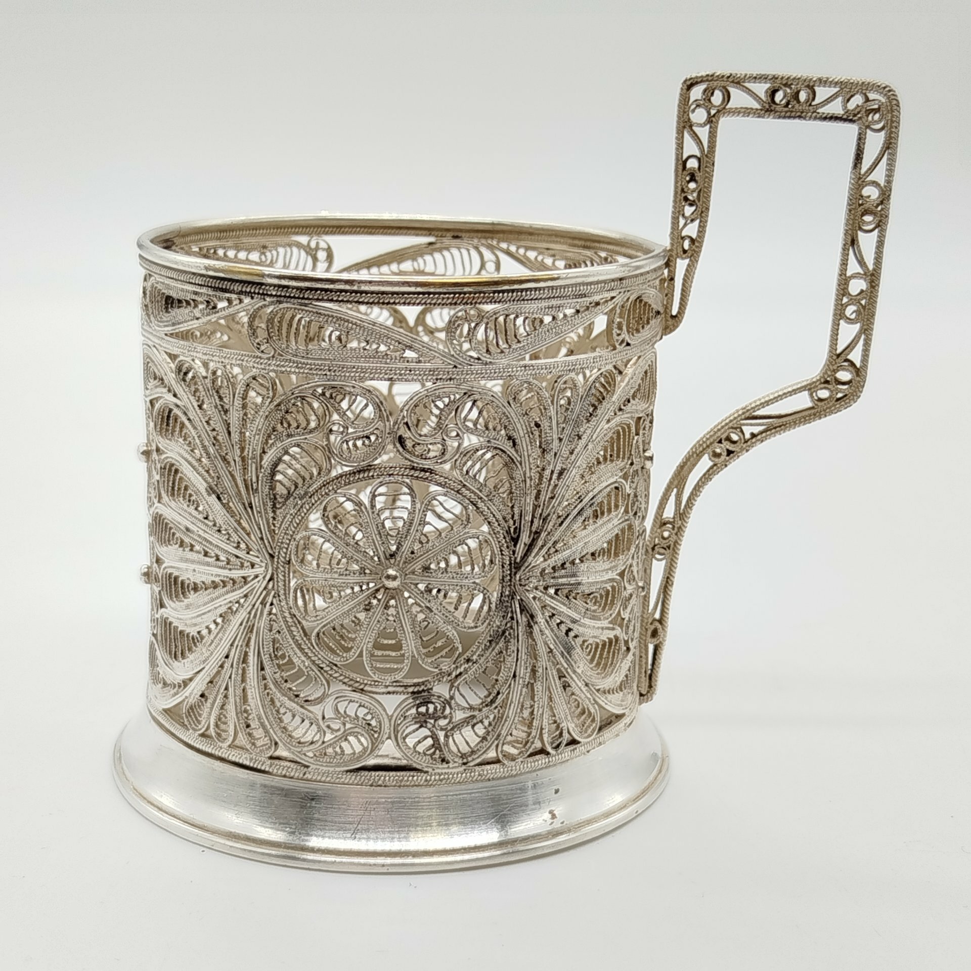 Подстаканник ажурный, мельхиор (медь-никель), скань
