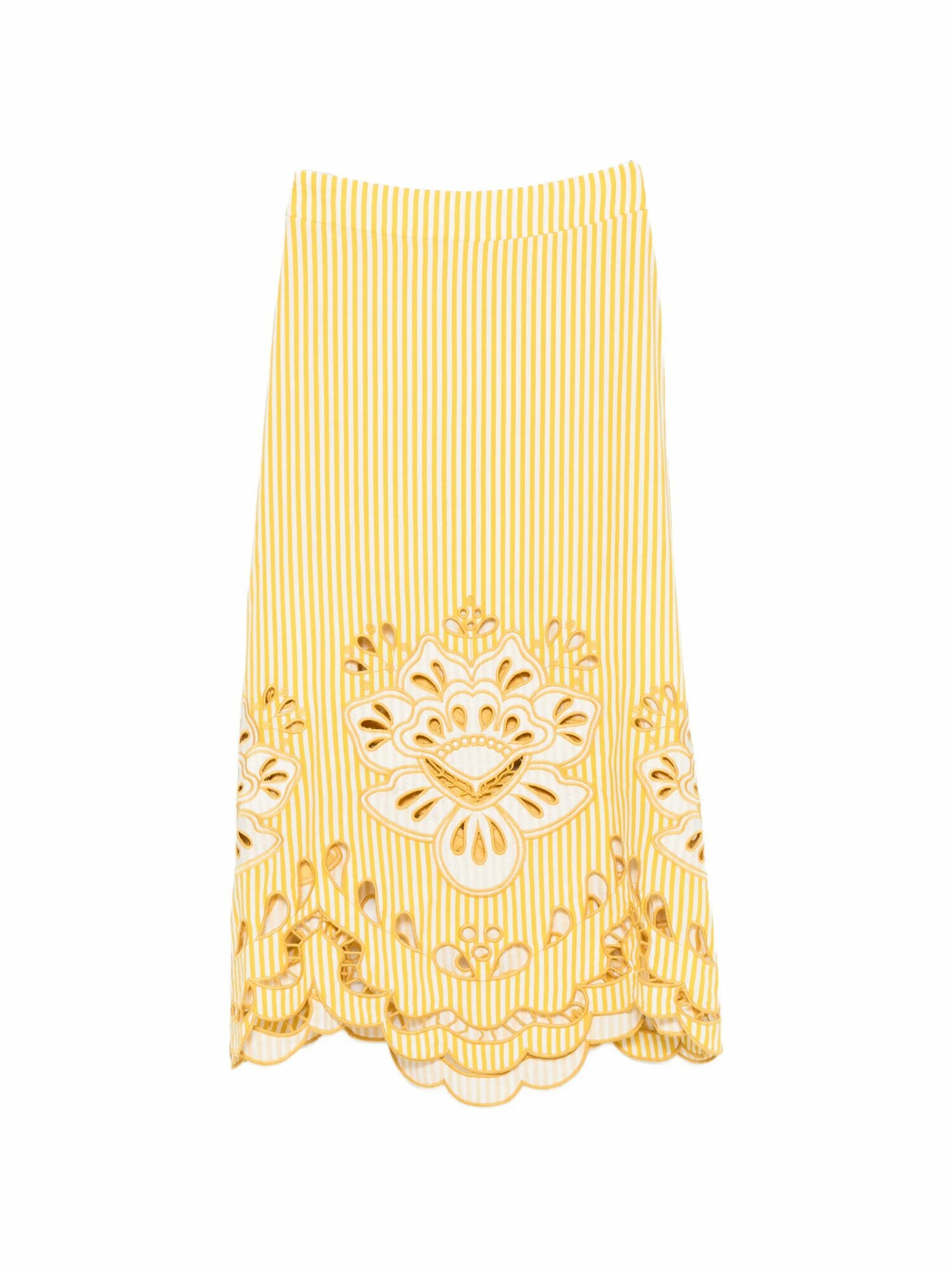 Юбка FARM RIO Embroidered striped midi skirt