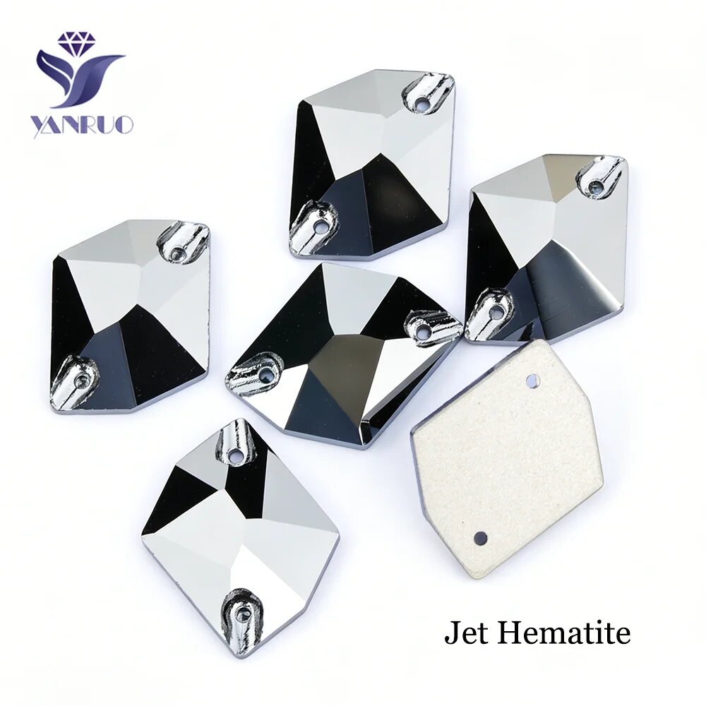 Стразы YANRUO 3265, 13x17mm, 16 шт, Серебряный, Jet Hematite