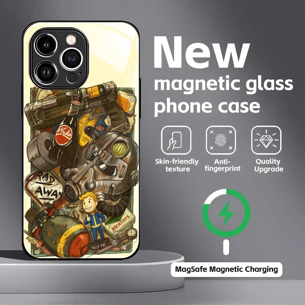 Стеклянный магнитный чехол Fallout 4 для iPhone 14 Pro Black5