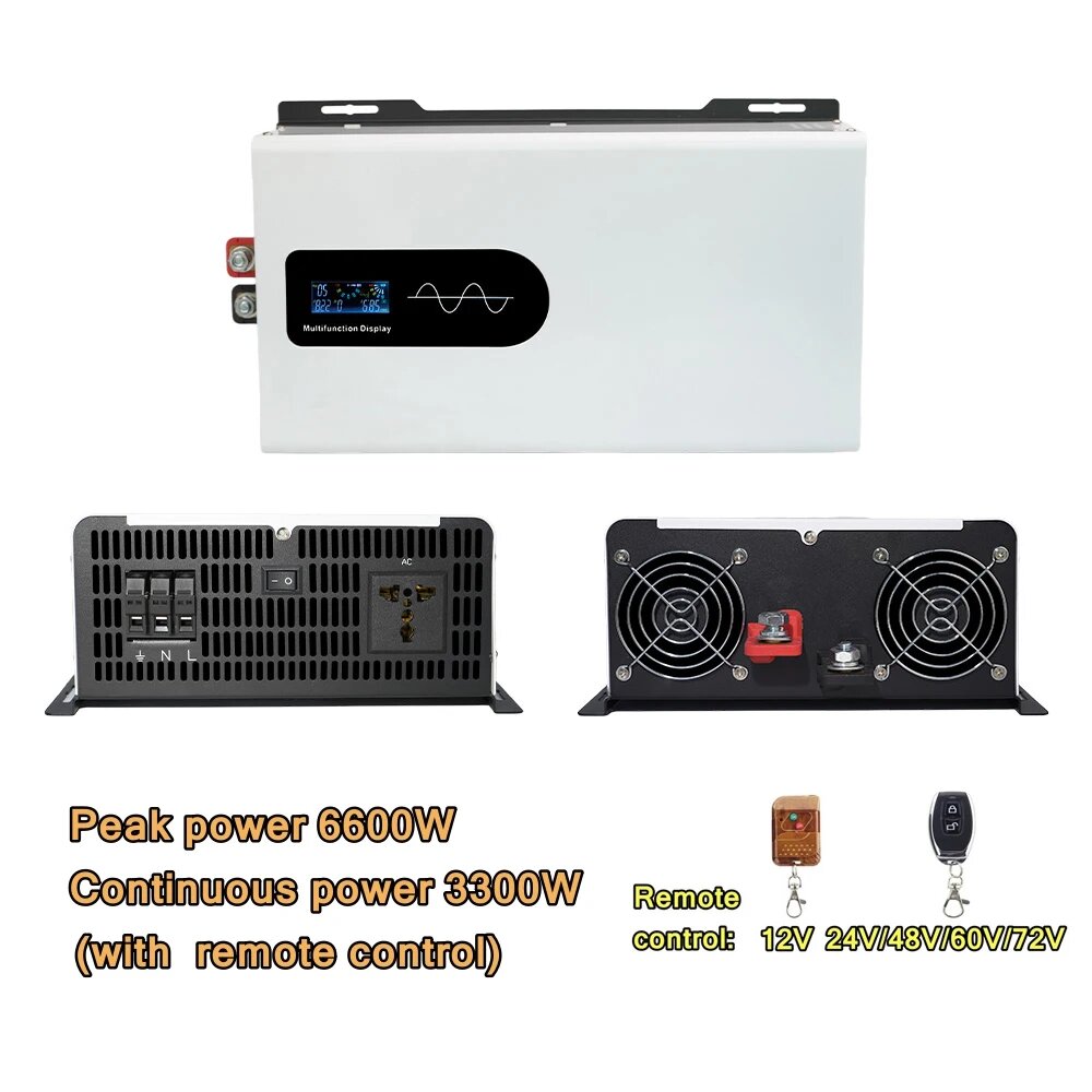 Инвертор DC 12V/24V/36V/48V/60V/72V/96V DC в AC 110V 220V 60Hz 50Hz 10KW 6600W Чистый синусоидальный солнечный инвертор автономной системы