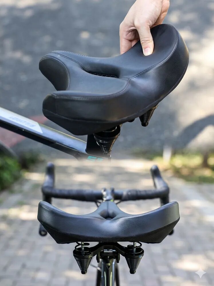 Велосипедное седло West Biking 791 широкое черное-WXK