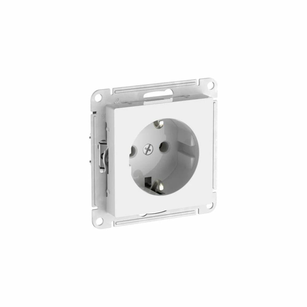 Розетка с заземлением без шторок Systeme Electric ATLASDESIGN, 16 А, мех, быстрозажимная клемма, белый ATN000143S