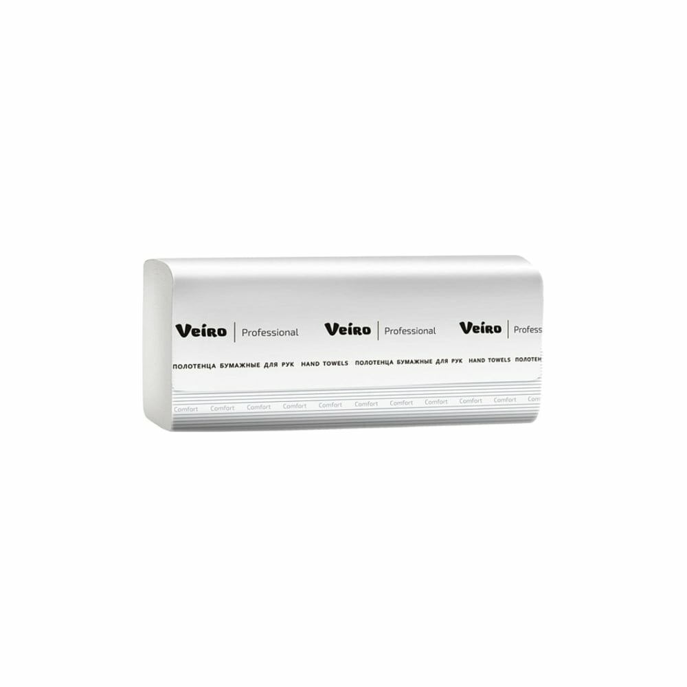 Полотенца бумажные для рук VEIRO PROFESSIONAL V1-250 V-сложения, однослойные, 20 пачек по 250 листов 23259