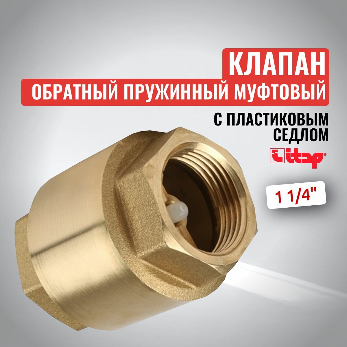 Клапан обратный пружинный муфтовый с пластиковым седлом Itap 1 1/4"