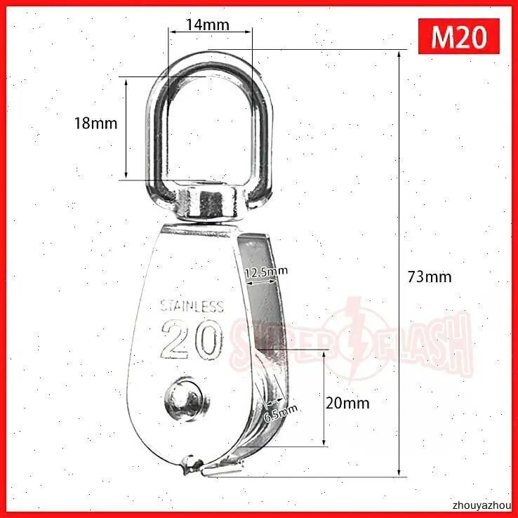 Одиночный направляющий брус M20*1 грузоподъемностью 75 кг; трос из нержавеющей стали, роликовый кран, вращающийся наружный крюк