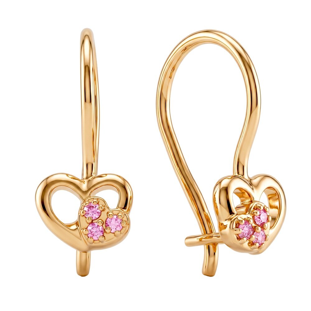 Серьги, красное золото, 585 проба, фианит