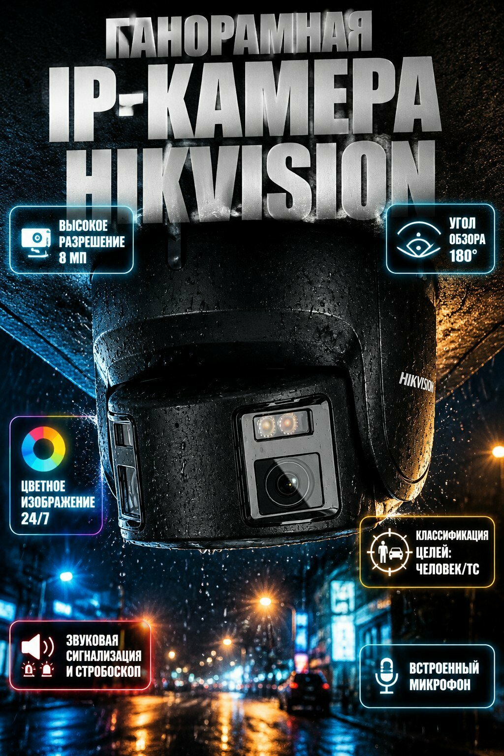 Панорамная камера видеонаблюдения 8 mpix IP Hikvision DS-2CD2387G2P-LSU/SL(4mm)(C) (Balck) 4-4мм цв. Global версия