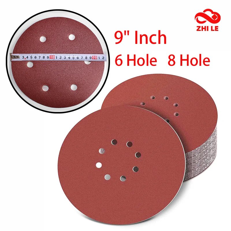 Шлифовальные диски Lija 9 дюймов 6/8 отверстий 9 Inch 6 Hole, 60 Grit(1Pcs)