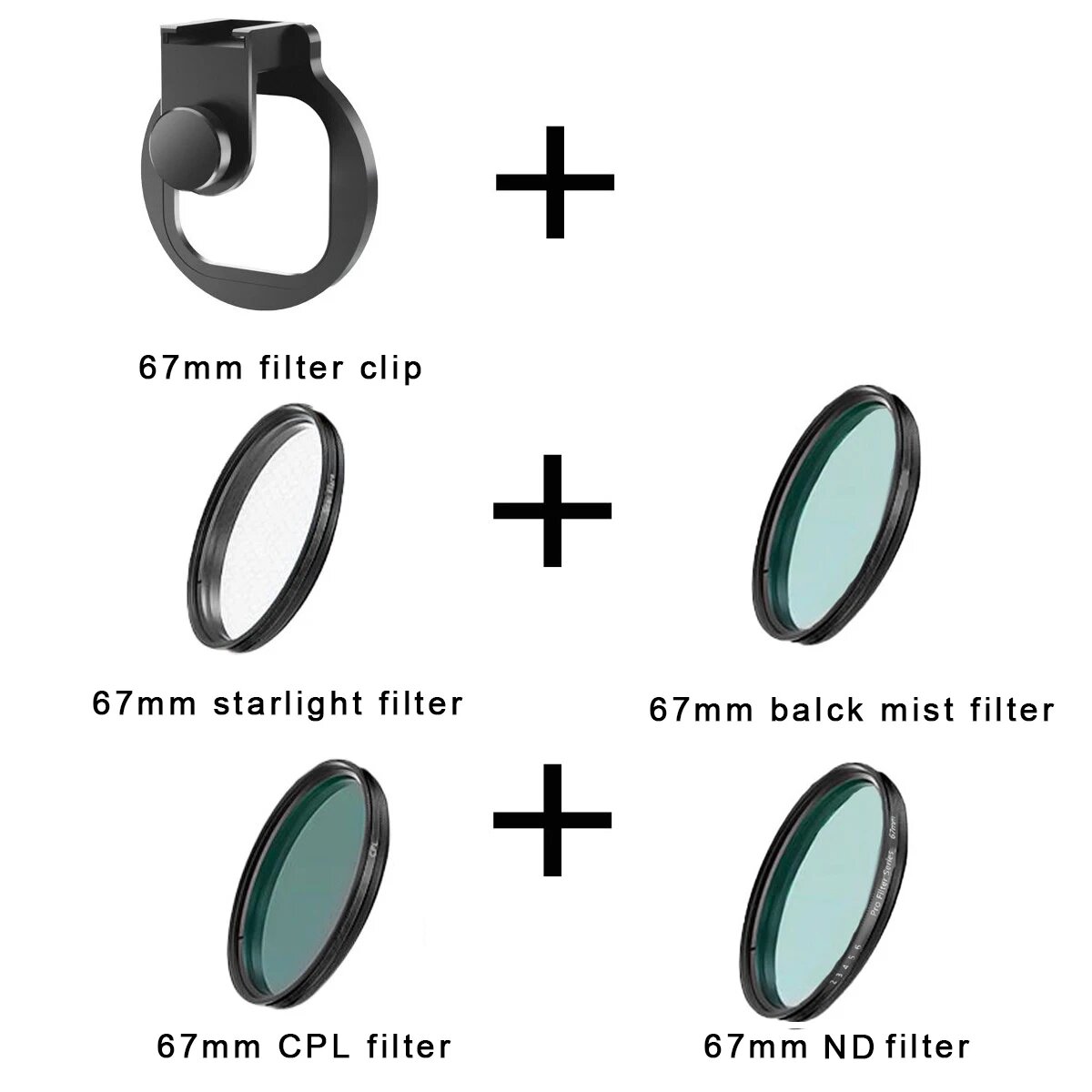 Набор Металлических Фильтров 67 Мм Для iPhone Pro Max, Samsung, Android, HUAWEI Clip-ND-BL-CPL-Star