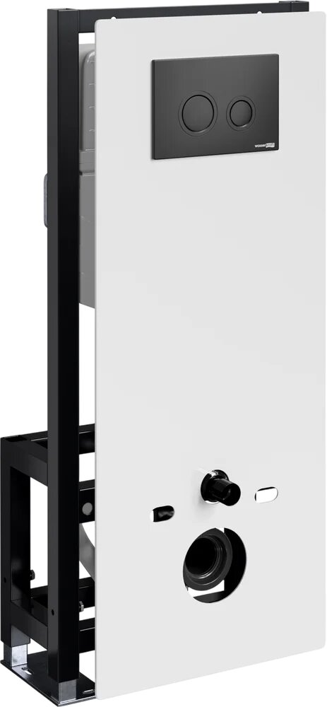 Инсталляция с кнопкой Wasserkraft Glan 66TLT.010. ME. WH. MB01 напольная, 50 см, с регулировкой по высоте, кнопка для унитаза черная, матовая, с шумоизоляцией