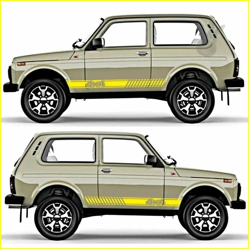 Наклейки на автомобиль NIVA 4x4 (Нива - наклейки на авто Нива Легенд на ДВА борта - тюнинг Niva
