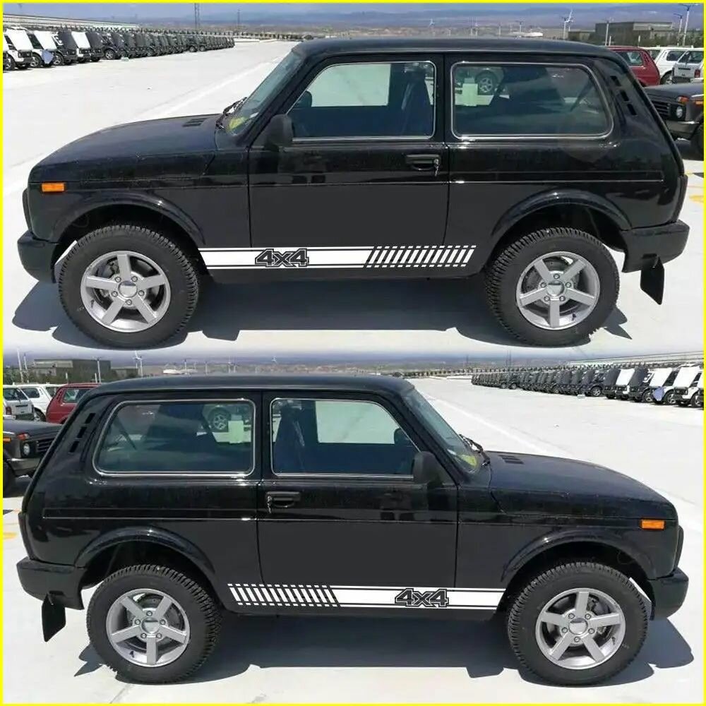 Наклейки на автомобиль NIVA 4x4 (Нива - наклейки на авто Нива Легенд на ДВА борта - тюнинг Niva