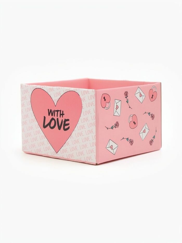 Коробка самосборная With love, размер 12 12 8.5 см, плотность 270 г/м