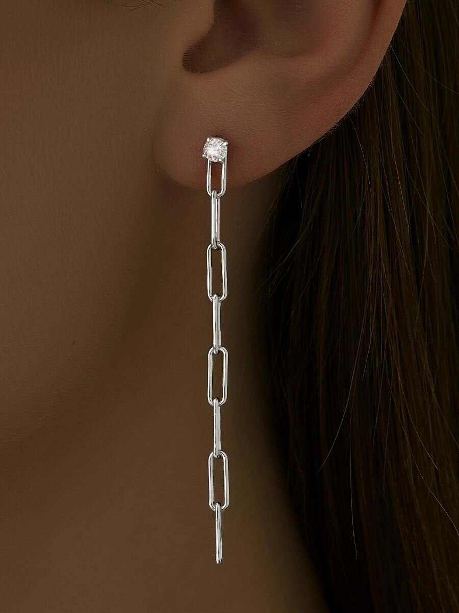 Серьги, серебро, 925 проба, родирование, фианит