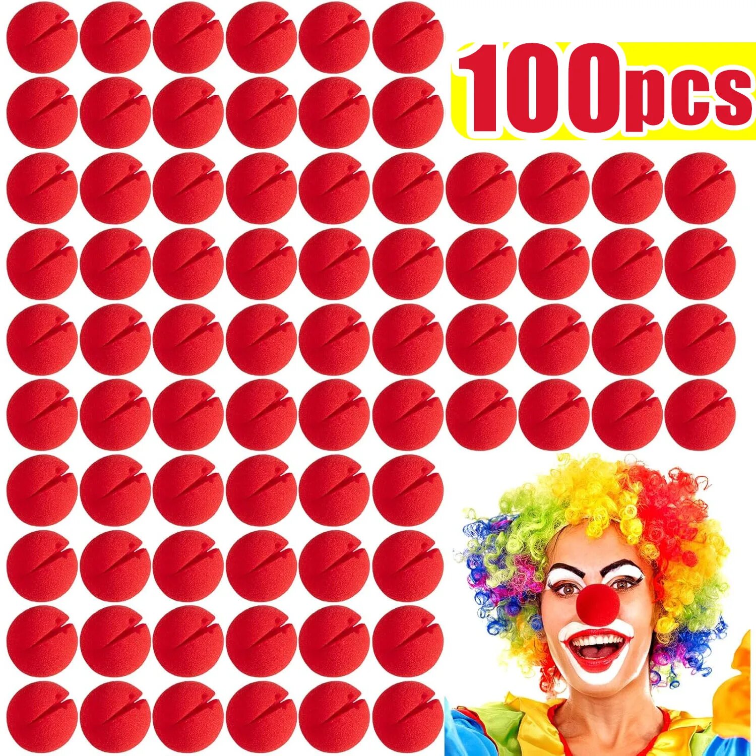 100шт. шарики для носа клоуна, красные
