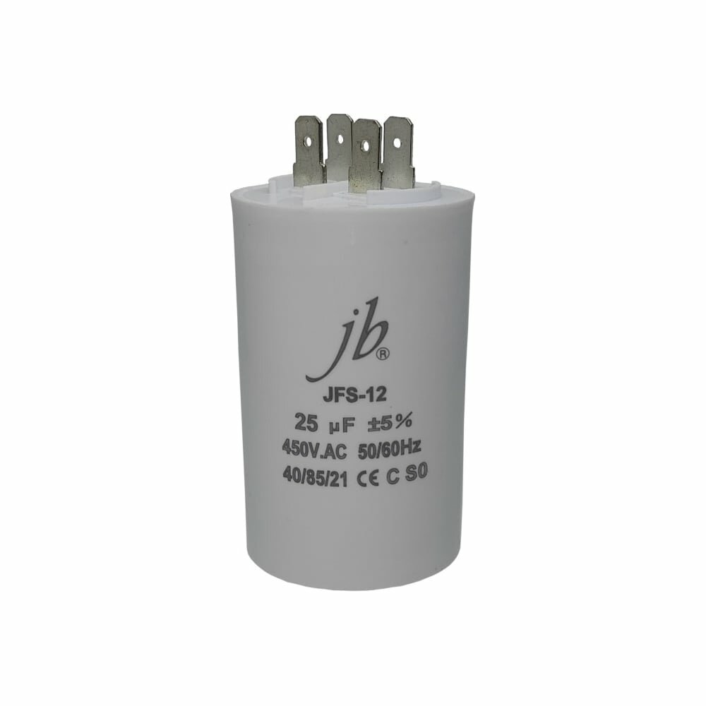 Конденсатор пусковой JB Capacitors 25мкФ, 450В, 45x93, JFS-12 (CBB60-A) (клеммы), JFS12A6256J000000B-229