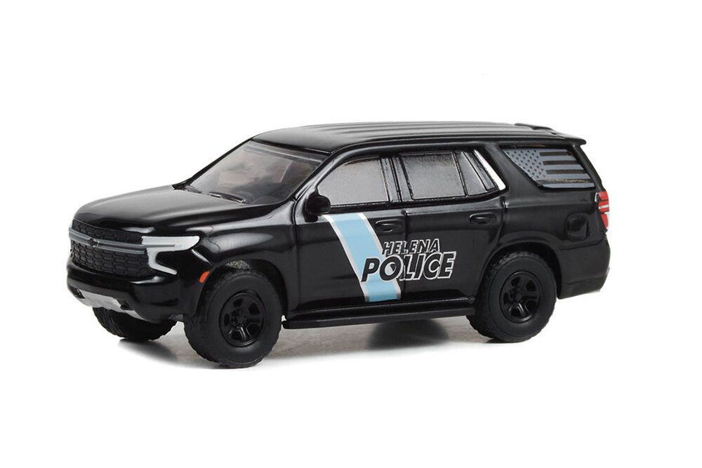 Chevrolet tahoe police pursuit vehicle helena police department alabama 2022 black (длина модели 6-10 см)
