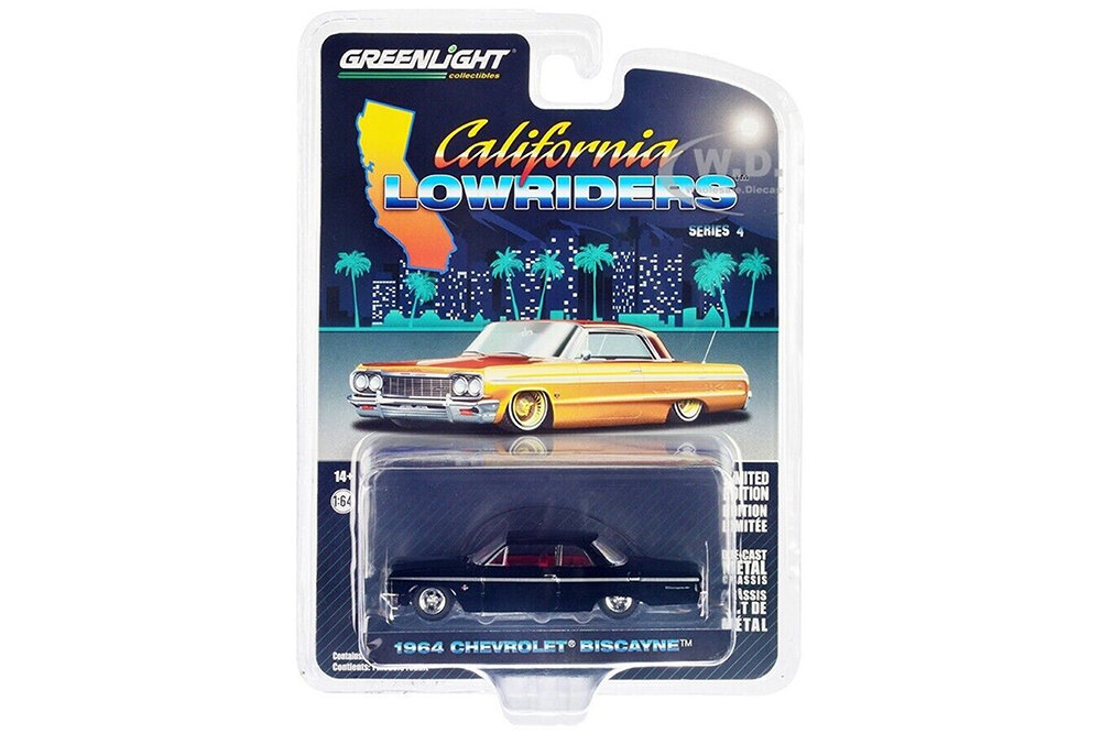 Модель коллекционная GREENLIGHT Chevrolet biscayne 1964 black/red interior (длина модели 6-10 см)