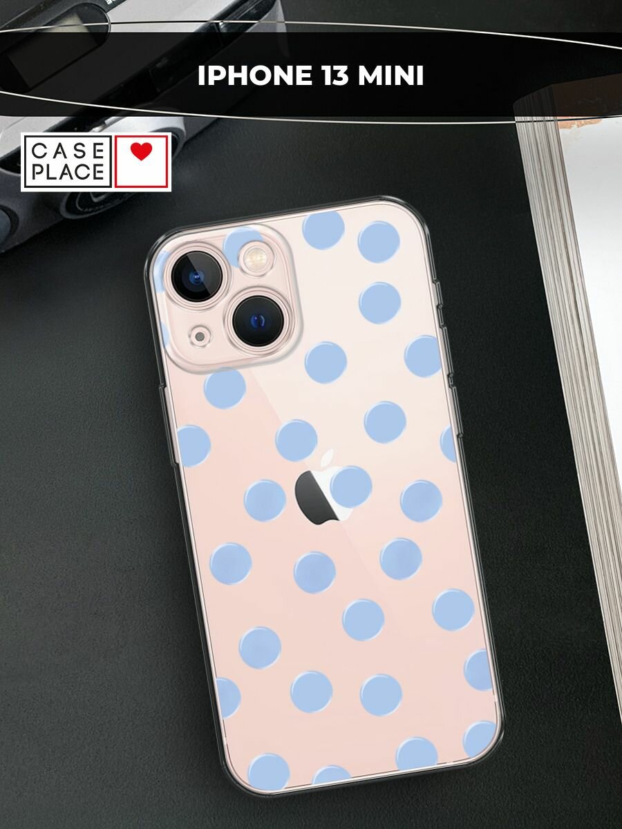 Силиконовый чехол на Apple iPhone 13 mini / Айфон 13 мини с принтом Фон в горошек