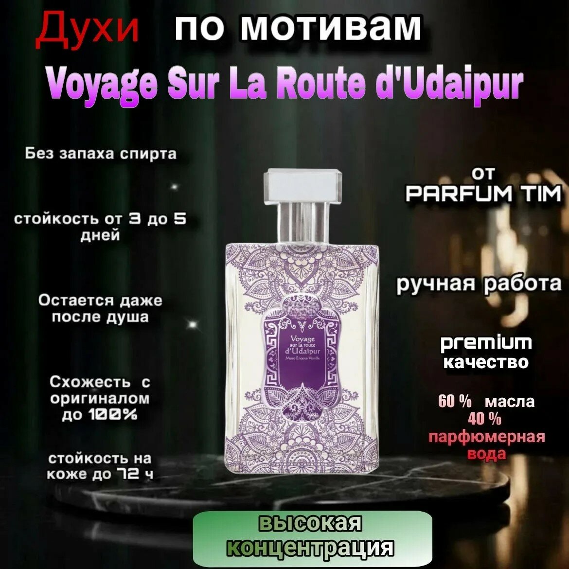 Парфюмерная композиция концентрированная ручной работы по мотивам Voyage Sur La Route d'Udaipur (Ролик) 3 мл стойкие