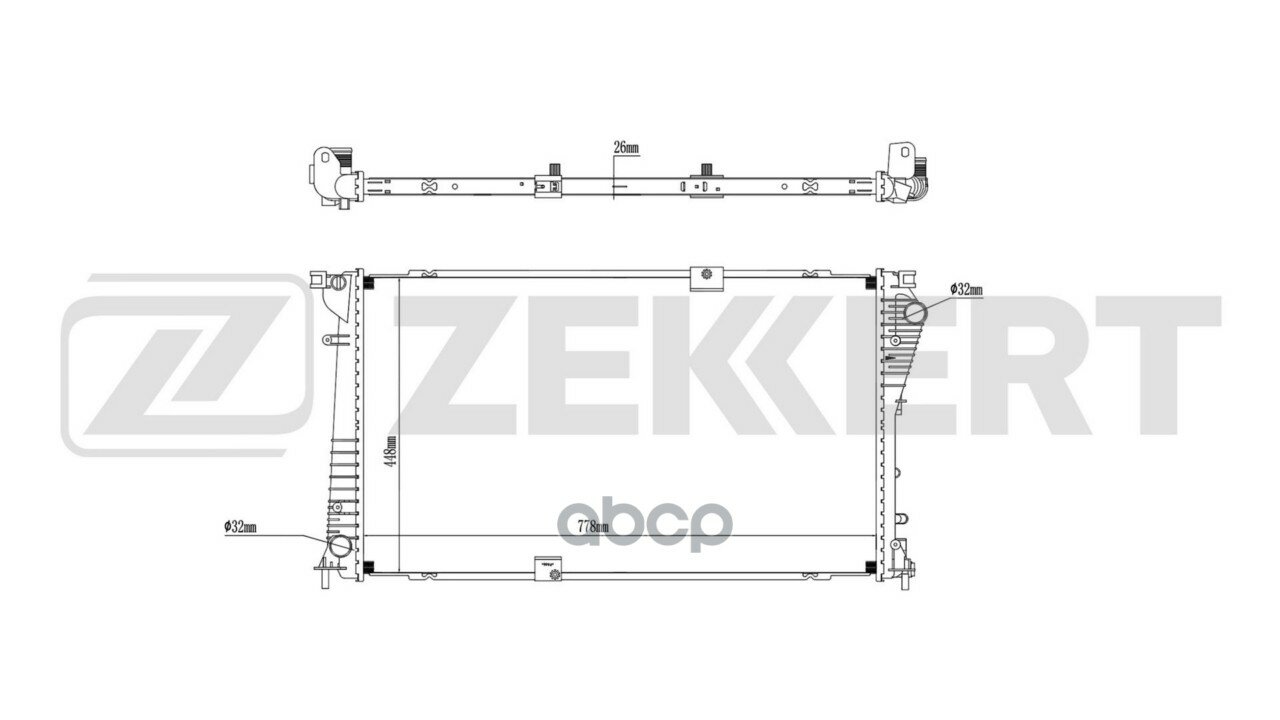 Радиатор охлаждения двигателя Nissan Primastar (X83) 06- Renault Trafic II 06- Opel Vivaro A 03- Zekkert арт. mk-1715