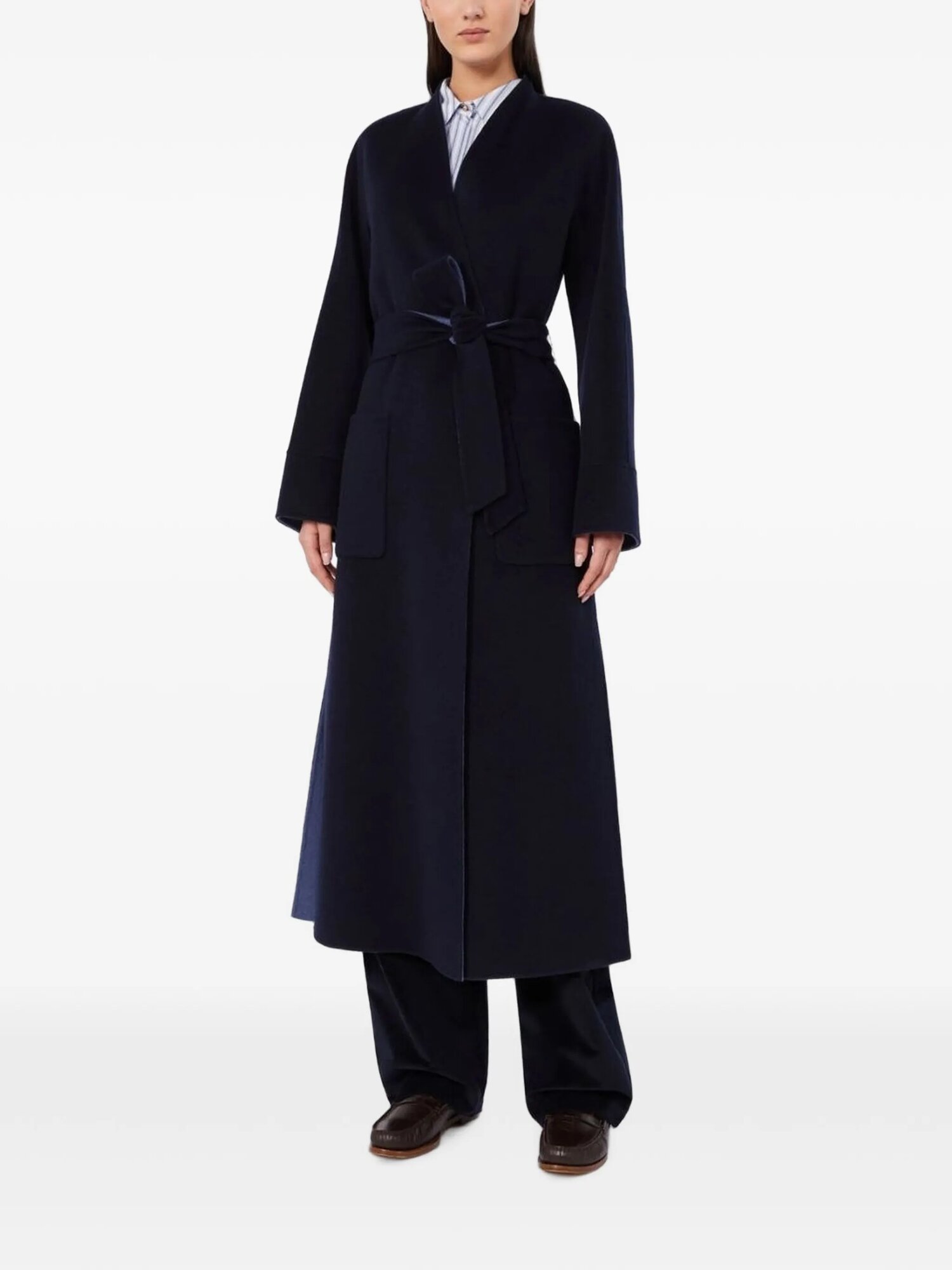 Пальто Max Mara Reversible belted virgin-wool coat, размер 48, синий — фото 1