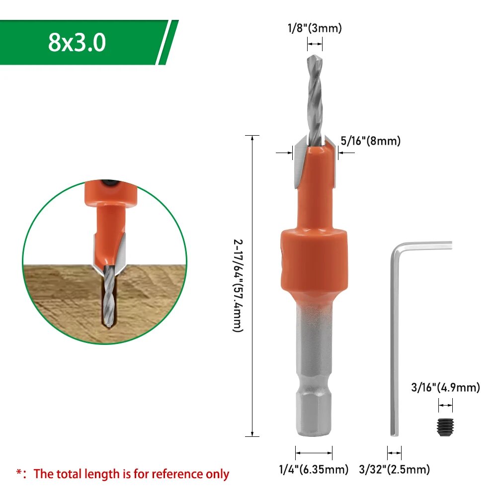 Сверло-зенкер LAVIE 1/4", 8 мм, 10 мм для дерева 8x3mm