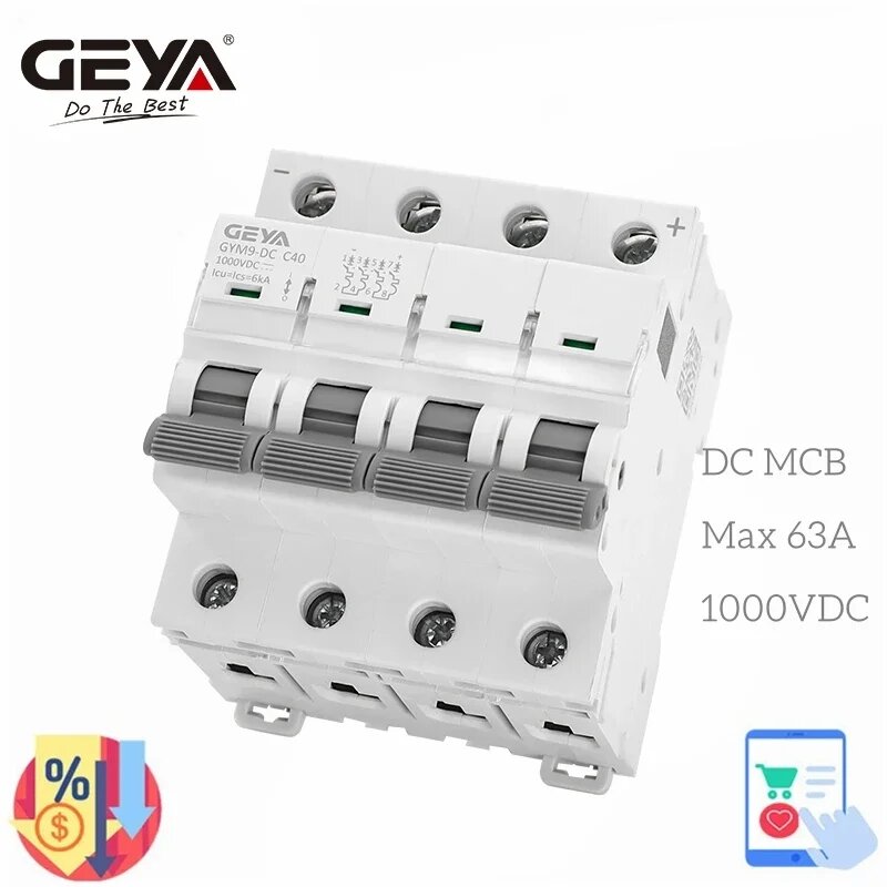Автомат защиты цепи GEYA DC 1000В 32А 4-полюсный
