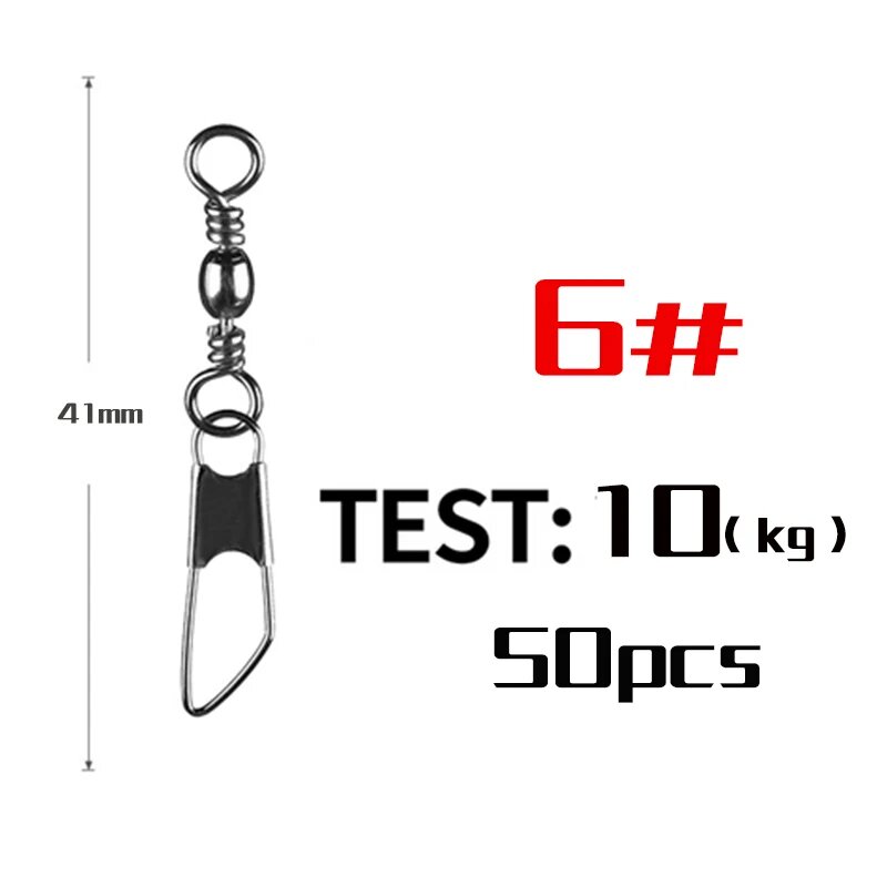 Высокопрочные вертлюги-карабины из нержавеющей стали для лески Size 6