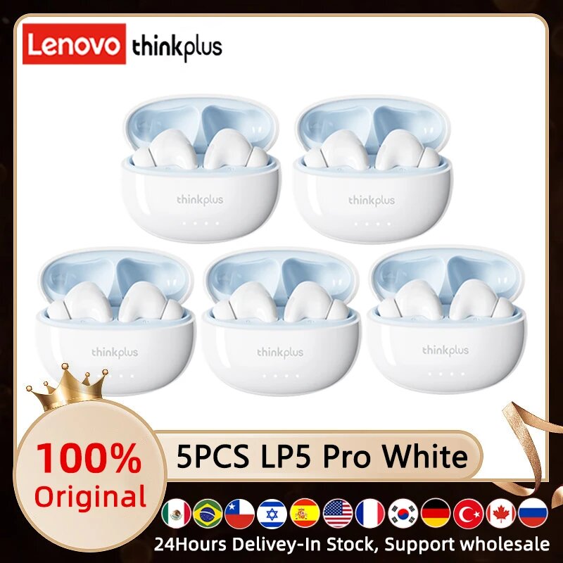 Lenovo LP5Pro TWS беспроводные наушники Белый, 5PCS White