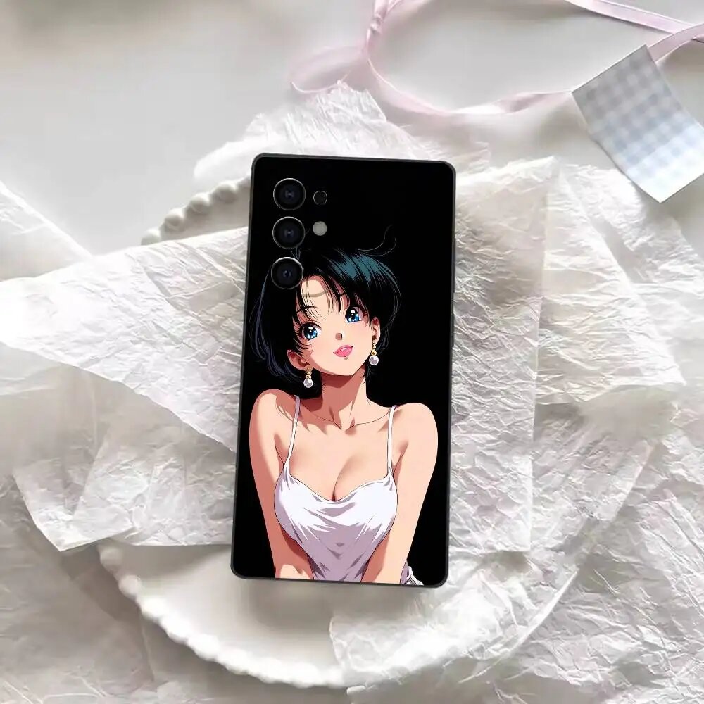 Чехол для телефона Pretty Guardian Sailor Moon для Samsung S26,25,24,21,22,21,20,10,9,8,7,6,5, Ultra, Plus, Fe, Lite Black Shell