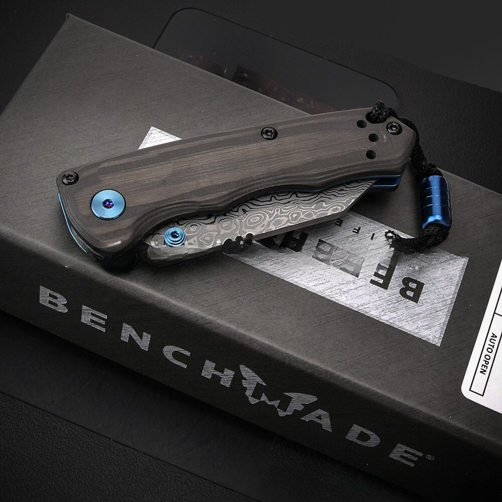 Benchmade 290 535 Складной нож из дамасской стали с карбоновой рукоятью, портативный походной инструмент для кемпинга и отдыха на природе